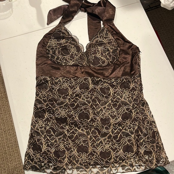Arden B | Tops | New Arden B Rich Chocolate Brown Embroidered Halter ...